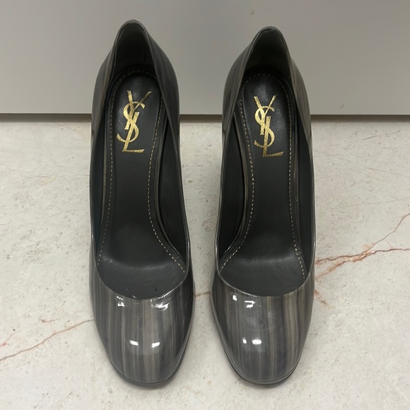 Yves Saint Laurent | Shoes | Saint Laurent Grey Patent Leather Painted ...